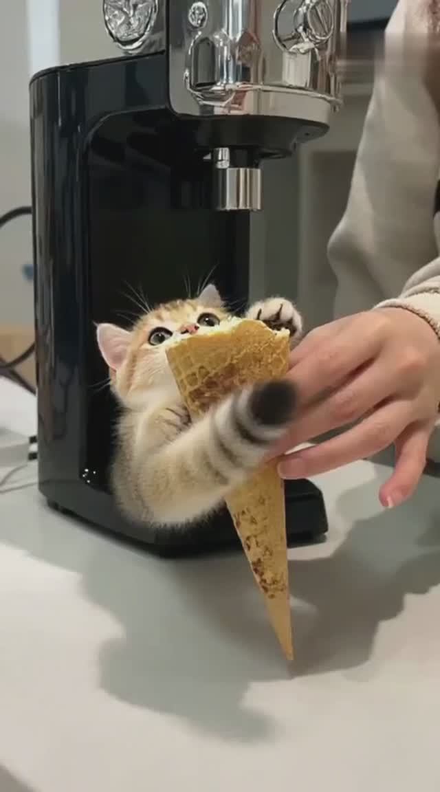 Котенок и мороженное