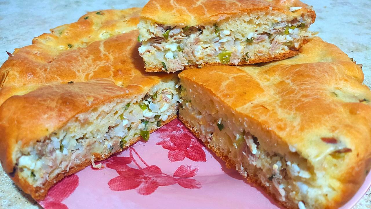 ЗАЛИВНОЙ ПИРОГ С ТУНЦОМ⭐Ольгины Рецепты