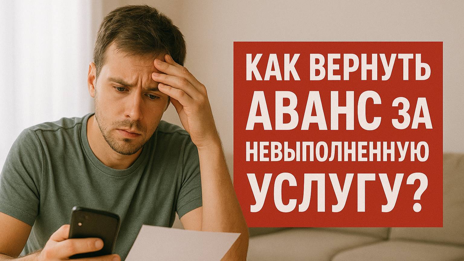 КАК ВЕРНУТЬ АВАНС ЗА НЕВЫПОЛНЕННУЮ УСЛУГУ