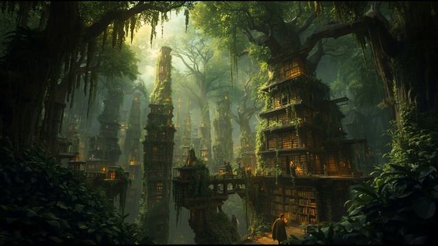 Library Jungle World 📚2-Hour Mystical Ambience ｜ Ancient Book Trees & Living Tomes