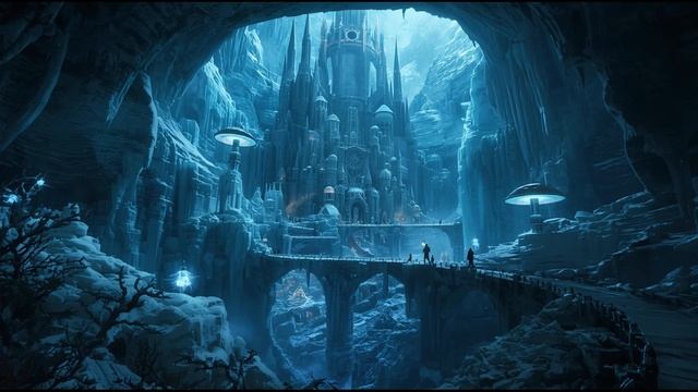 Frozen City Core ❄️ 2-Hour Mystical Ambience ｜ Bioluminescent Ice Caverns ｜ Rogue Planet Exploration