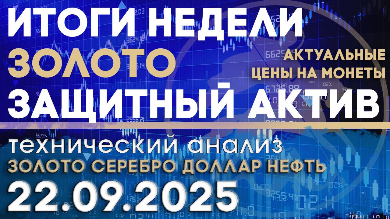 Итоги недели. Золото - защитный актив. Анализ рынка золота, серебра, нефти, доллара 22.09.2025 г
