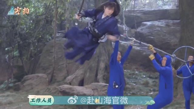 Закадровые съемки дорамы "Путешествие за горы и моря". Битва в лесу