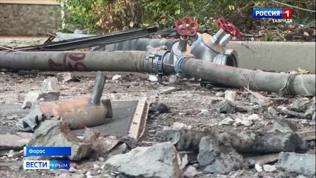 В результате ночной атаки в поселке Форос пострадал актовый зал средней школы имени Терлецкого