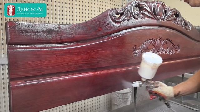 Нанесение морилки и грунта на кровать Вера-М 3 спинки