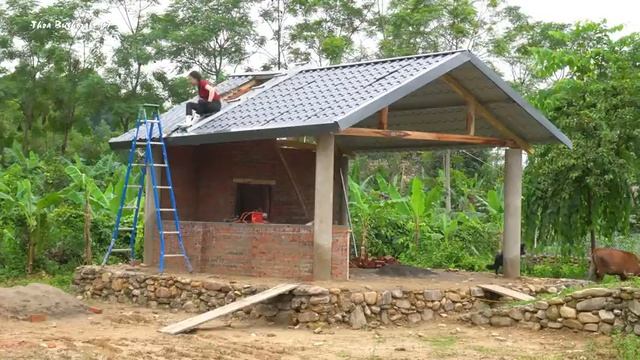 Full Video _120 Days Alone Build A Kitchen with Large Fireplace And Chimney. Thoa Bushcraft97