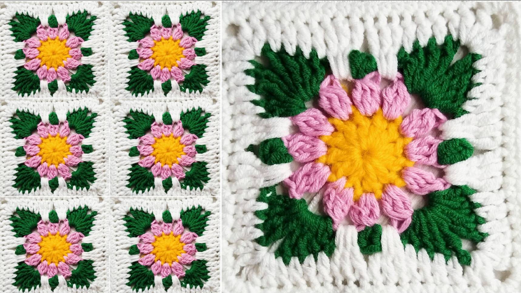 Красивый мотив крючком для пледов ✨ - Как связать быстрый простой квадрат