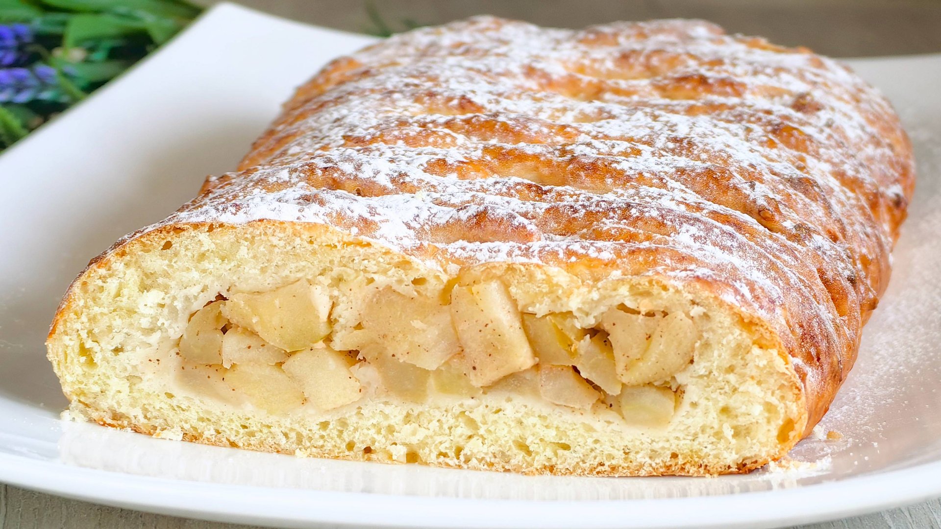 Творожный пирог с яблочной начинкой быстро и вкусно 😋