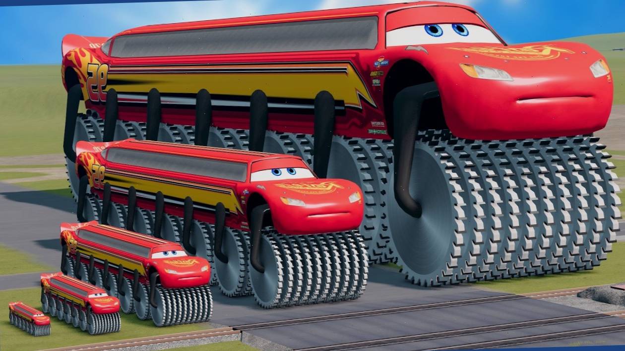 Мультики про машинки для детей. Молния Маквин на испытаниях против поездов. Мультики для малышей