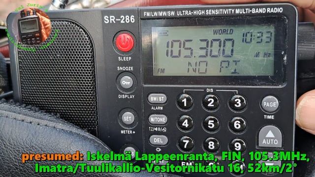 14.08.2025 10:33UTC, [Local], Iskelmä Lappeenranta, Финляндия, 105.3МГц, 52км