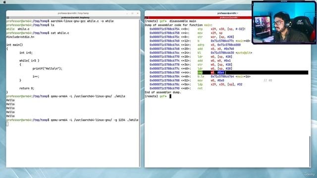 12.12 -Practical demonstration of while loop code construct in gdb of arm disassembly