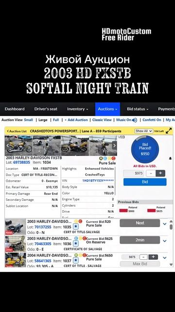 Аукцион: кто заберёт Harley Night Train?