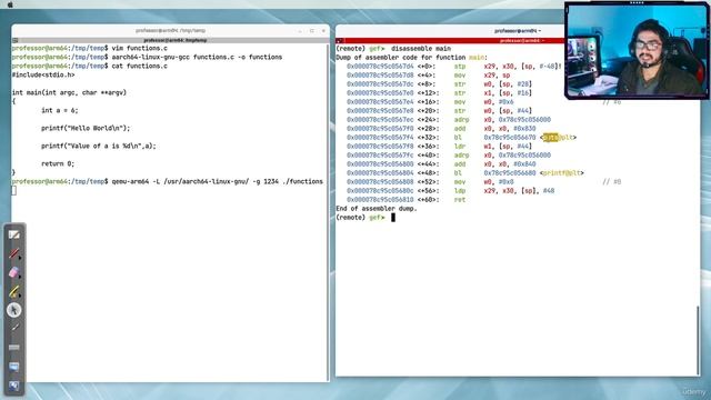 13.8 -Code construct of function calls and their arguments in arm assembly