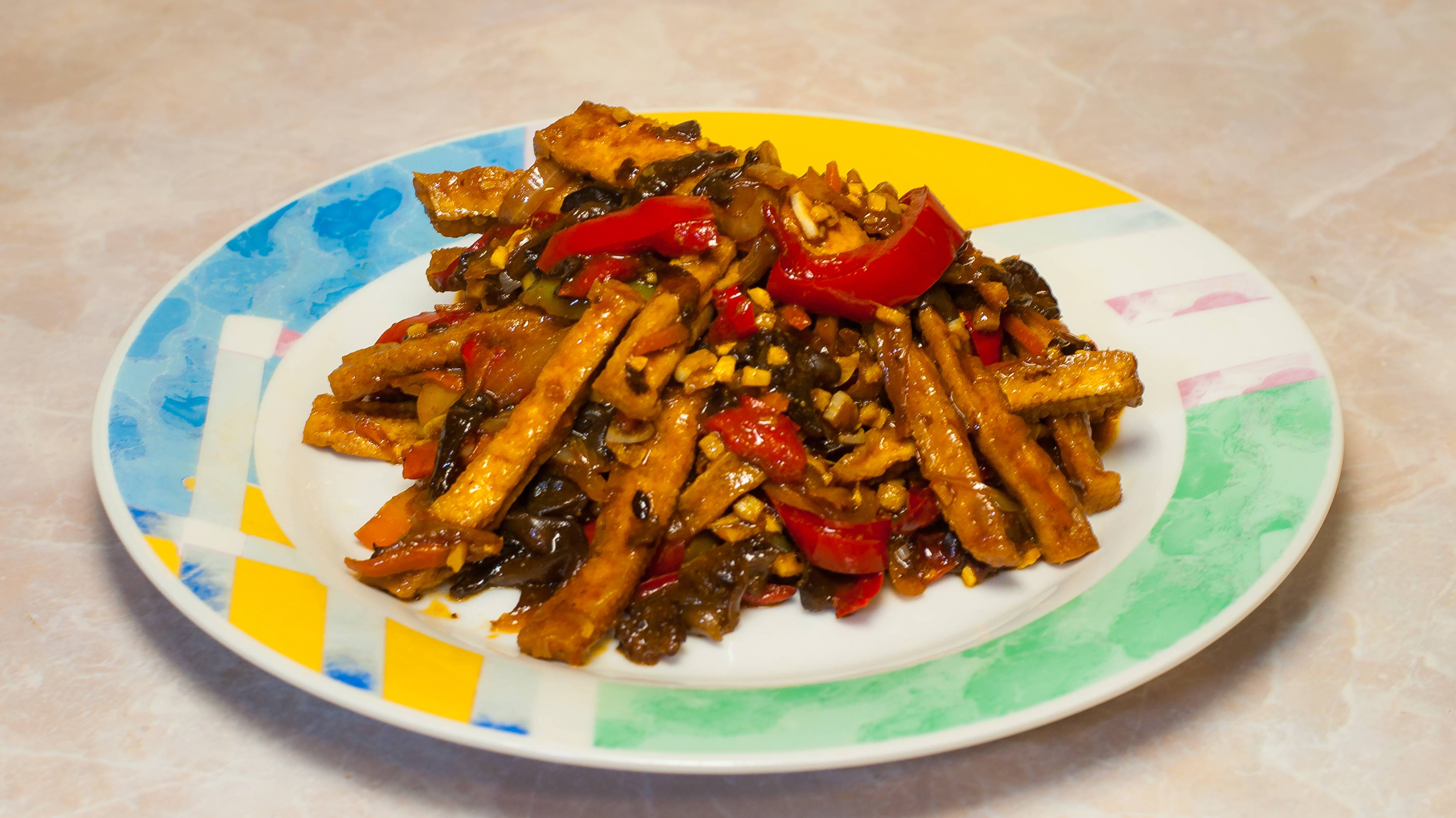 Как приготовить Стружку тофу с овощами и грибами по-китайски с одесским шармом