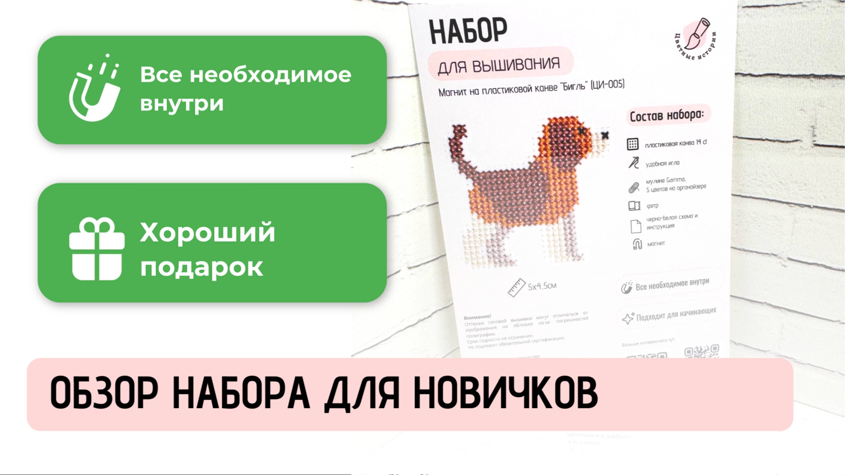 Набор для вышивания крестиком для начинающих с собакой Бигль. Обзор маленького набора для новичков