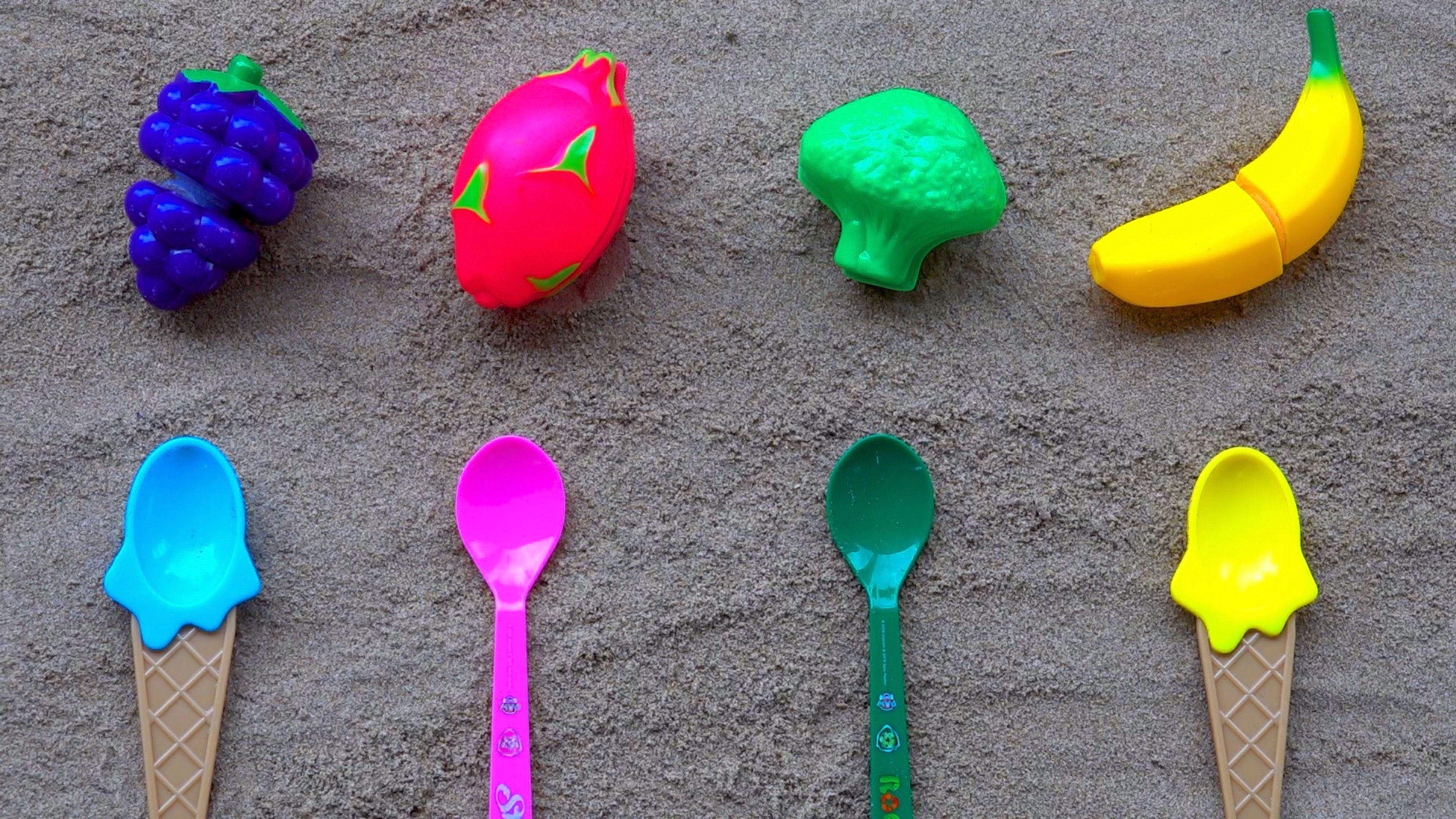 Овощи и Фрукты | Учим Цвета и Цифры | Цветные Ложечки для Мороженного  | Детские  Песенки | Играем