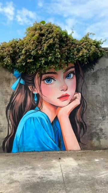 Когда художник сочетает настенные росписи с деревьями