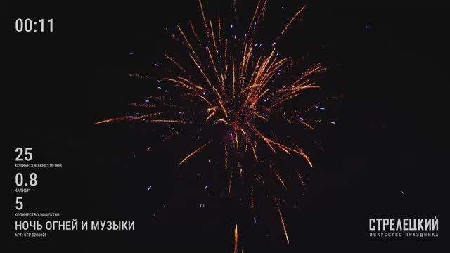 Фейерверк НОЧЬ ОГНЕЙ И МУЗЫКИ СТР0208025 от ТМ СТРЕЛЕЦКИЙ — Салют на 25 зарядов от производителя