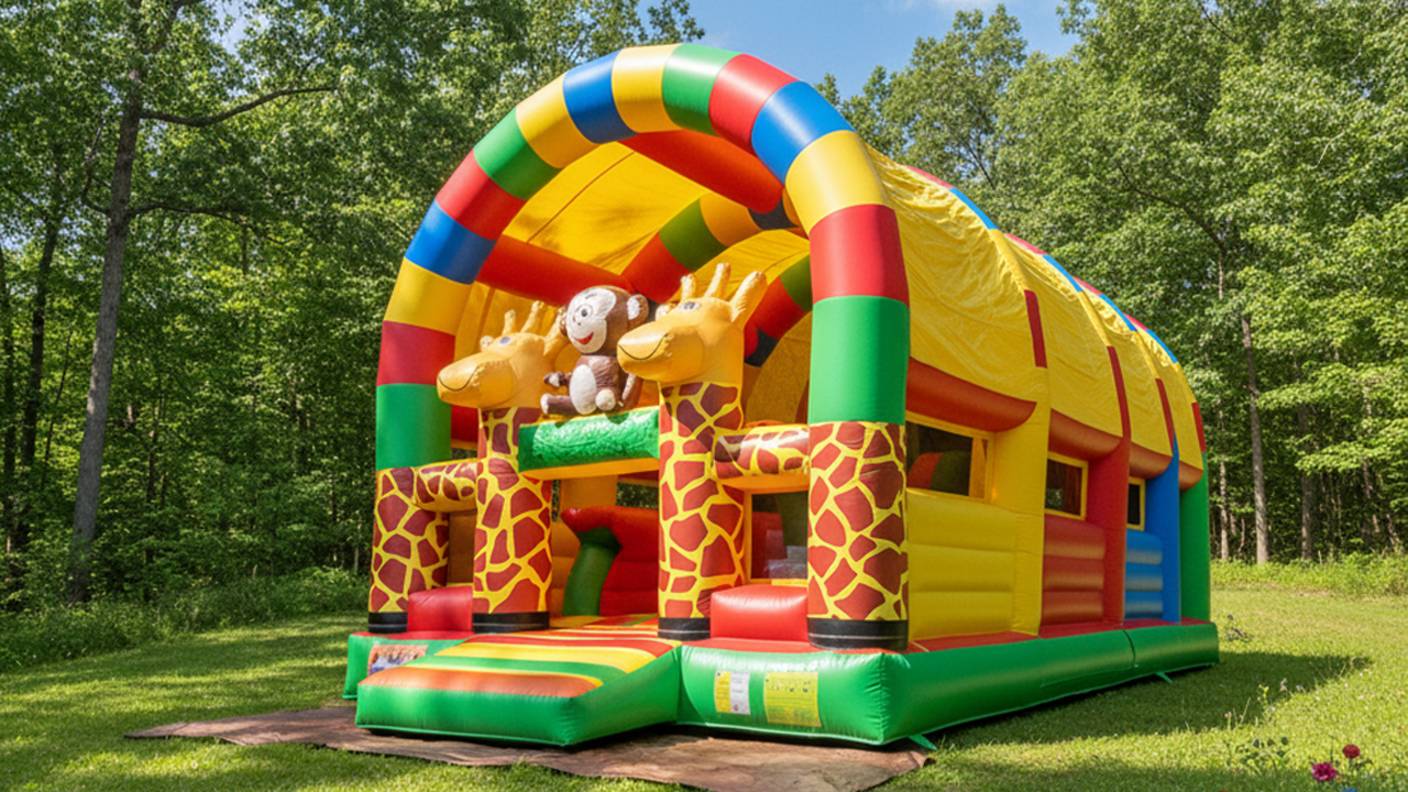 Коммерческий надувной батут «Страна Сафария 3» с крышей, 10x5x5 м