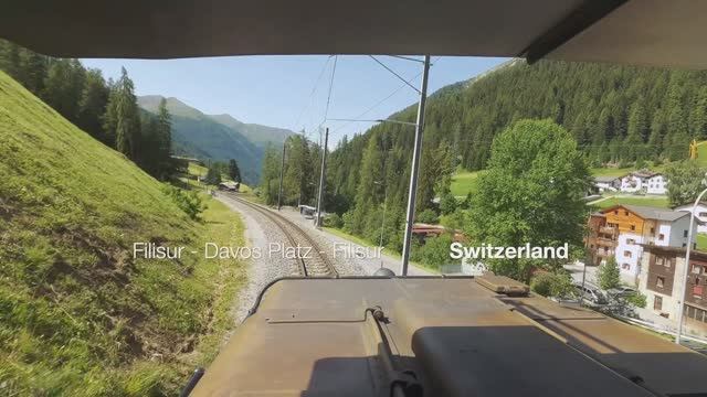 🚂 4К SmartTV ➤ Филисур - Давос-Плац - Филисур, поездка на 90-летнем локомотиве и НОВОМ ЭМУ!