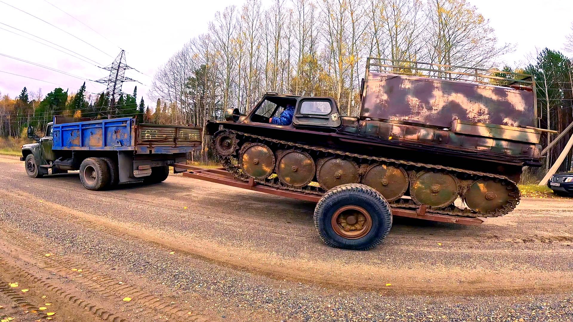 ЗиЛ-130 с тралом! Вездеход ГАЗ-71 по Сибирским болотам!