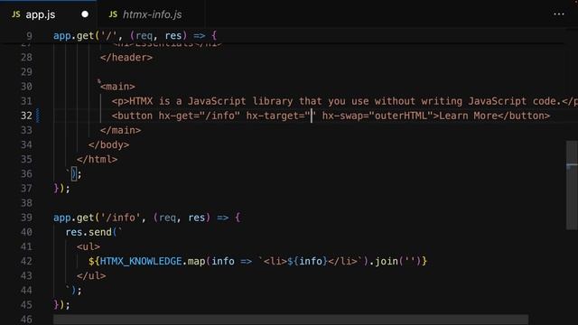08. Defining Response Target with hx-target - 398K