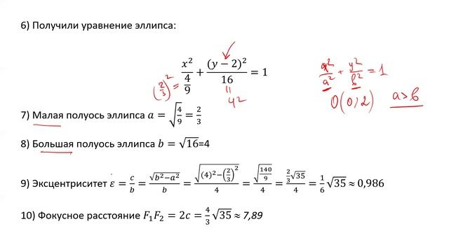 Определение типа линии второго порядка, которую задаёт уравнение, изображение ее графика (РЗ 2.7)