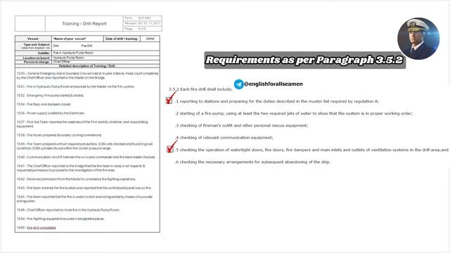 Fire Drill aboard the vessel. Part 2. Английский для моряков
