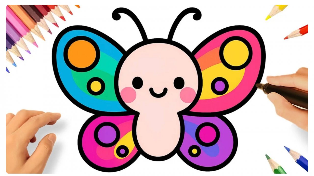 КАК НАРИСОВАТЬ ОЧЕНЬ ЛЕГКУЮ БАБОЧКУ РАДУЖНУЮ В СТИЛЕ КАВАЙИ 🦋❤️