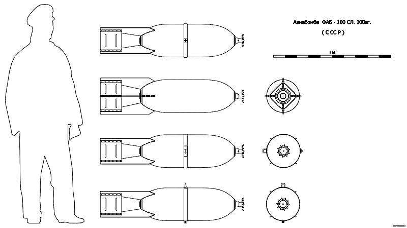 Авиабомба ФАБ-100 СЛ.  Чертёж.