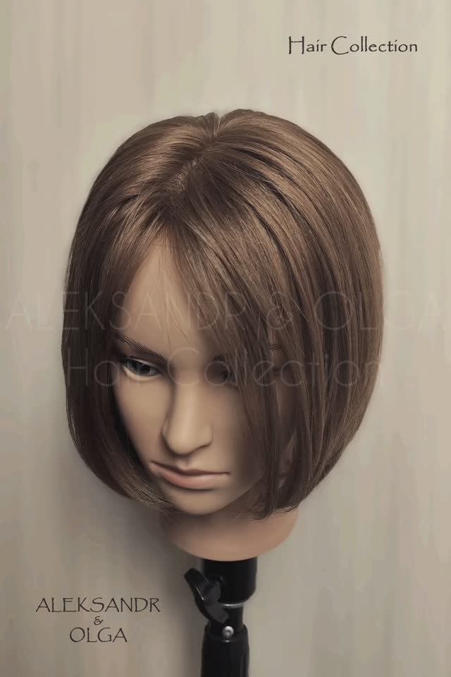 ПОЛУ-ПАРИК - на сетке, с Пробором - на шёлке, система волос - В НАЛИЧИИ (арт. ППСВср - 065) #постиж