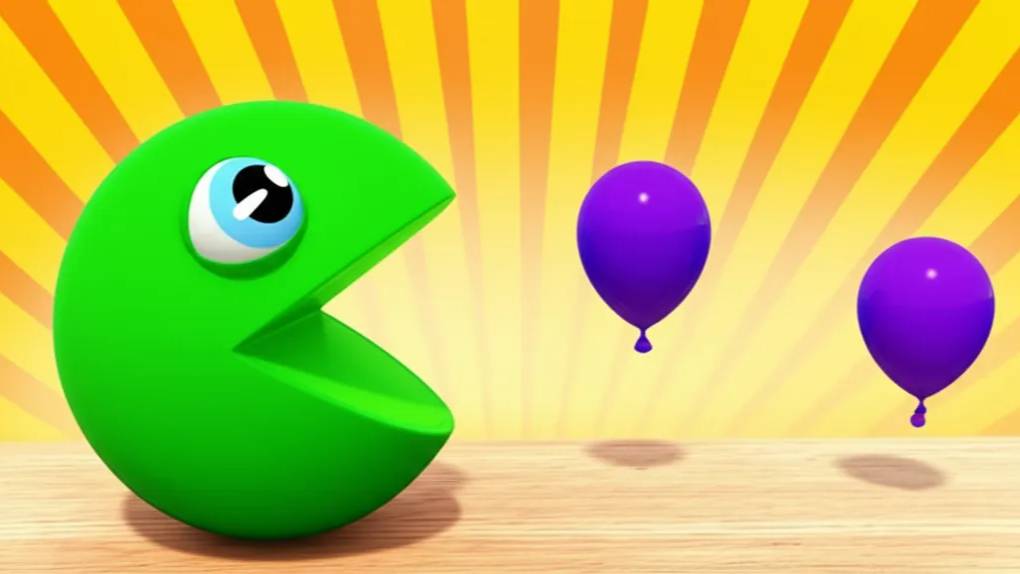 Изучаем Цвета Пакман - ест воздушные шарики УЧИМ цвета мультфильм для детей