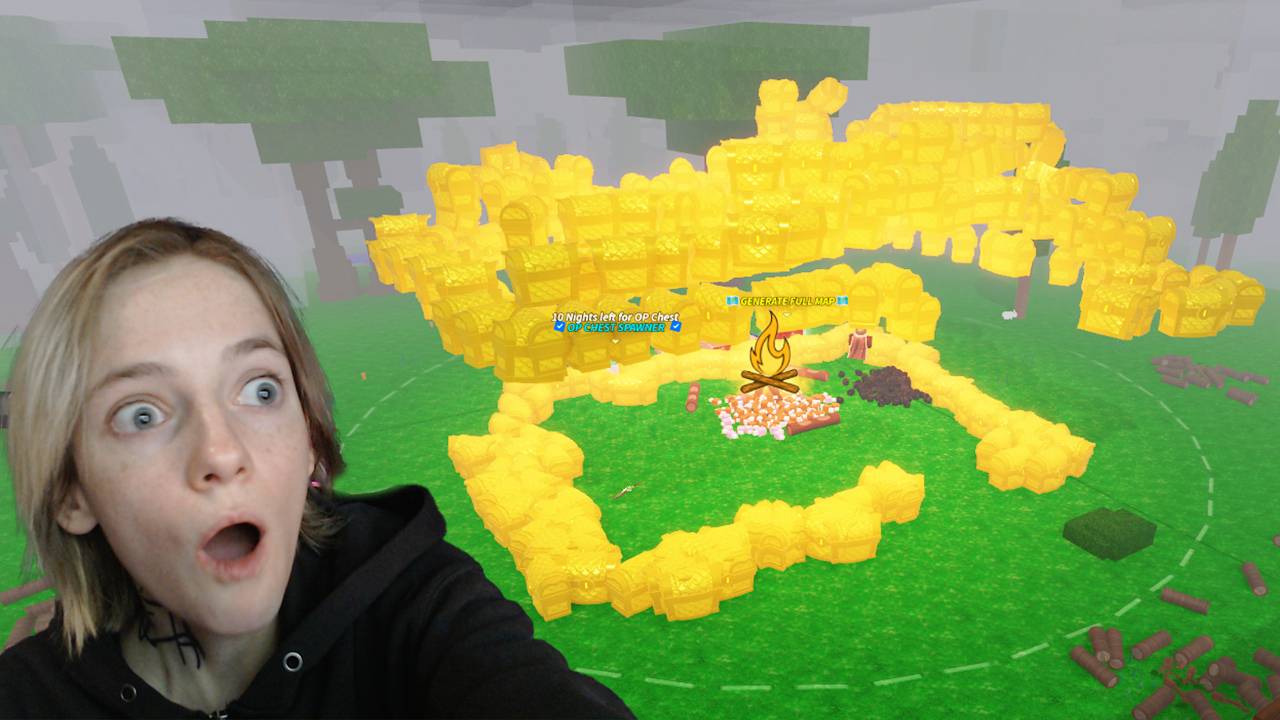 БАЗА ИЗ ЗОЛОТЫХ СУНДУКОВ В 99 НОЧЕЙ В ЛЕСУ В РОБЛОКС!