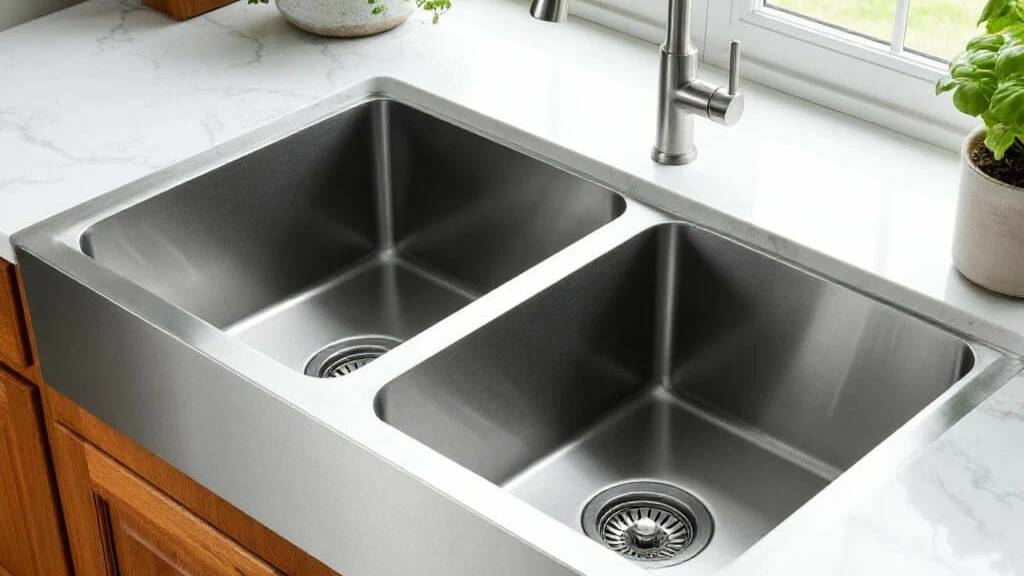 Треснула керамическая мойка, меняем на нержавеющую.