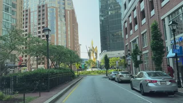 Балтимор 4K - Восточное побережье Детройта - Поездка в центр города - США