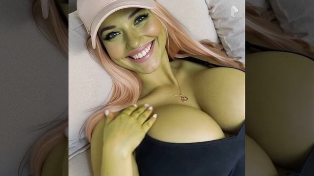 Девушка с большой грудью улыбается