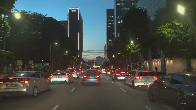 Сингапур 4K - Панорама тропического города - Ночная поездка