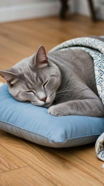 НЕЙРОАРТЫ КОТ АТОС СПИТ НА ПОДУШКЕ #shorts #котатос #нейроаты #сонкота #котики