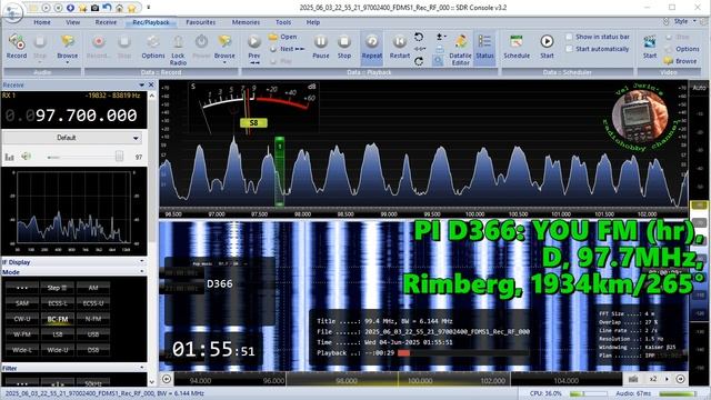 03.06.2025 22:55UTC, [Es], YOU FM (hr), Германия, 97.7МГц, 1934км