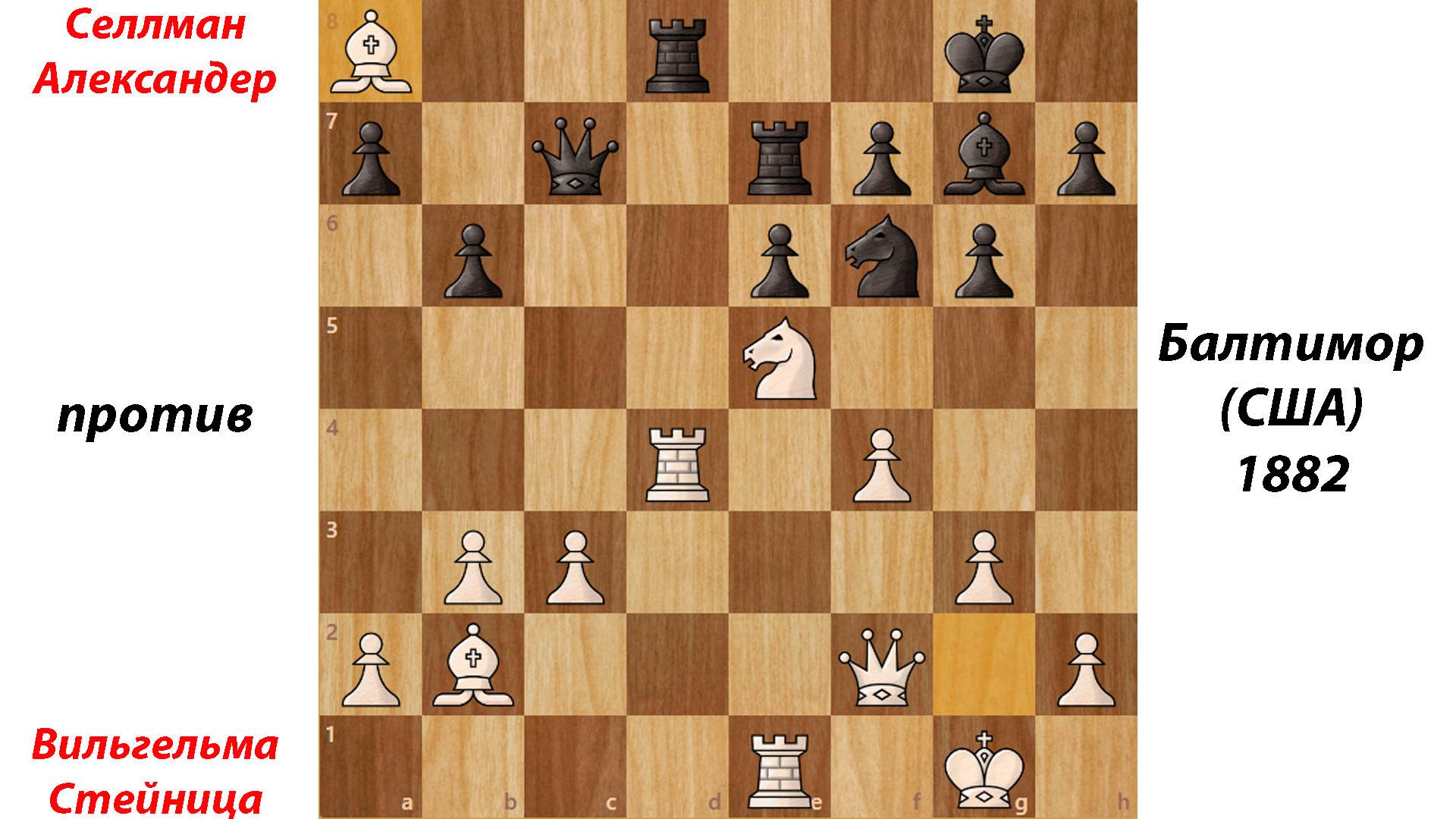 Селлман Александер против  Вильгельма Стейница, Балтимор (США), 1882.