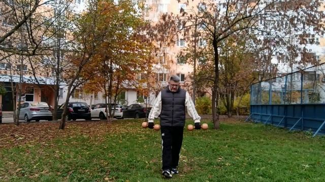 Разминка с деревянными гантелями весом 1.0 кг