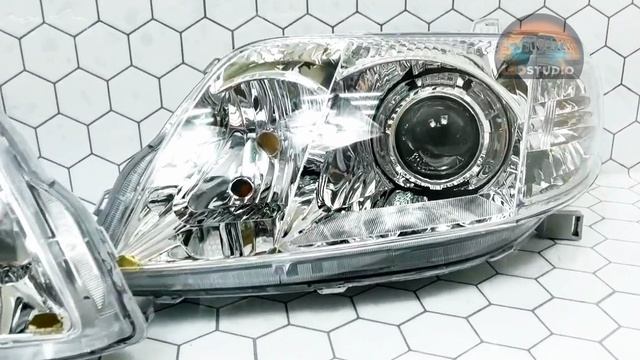 Тойота королла 120 фары от Ledstudio в хромированном корпусе!
