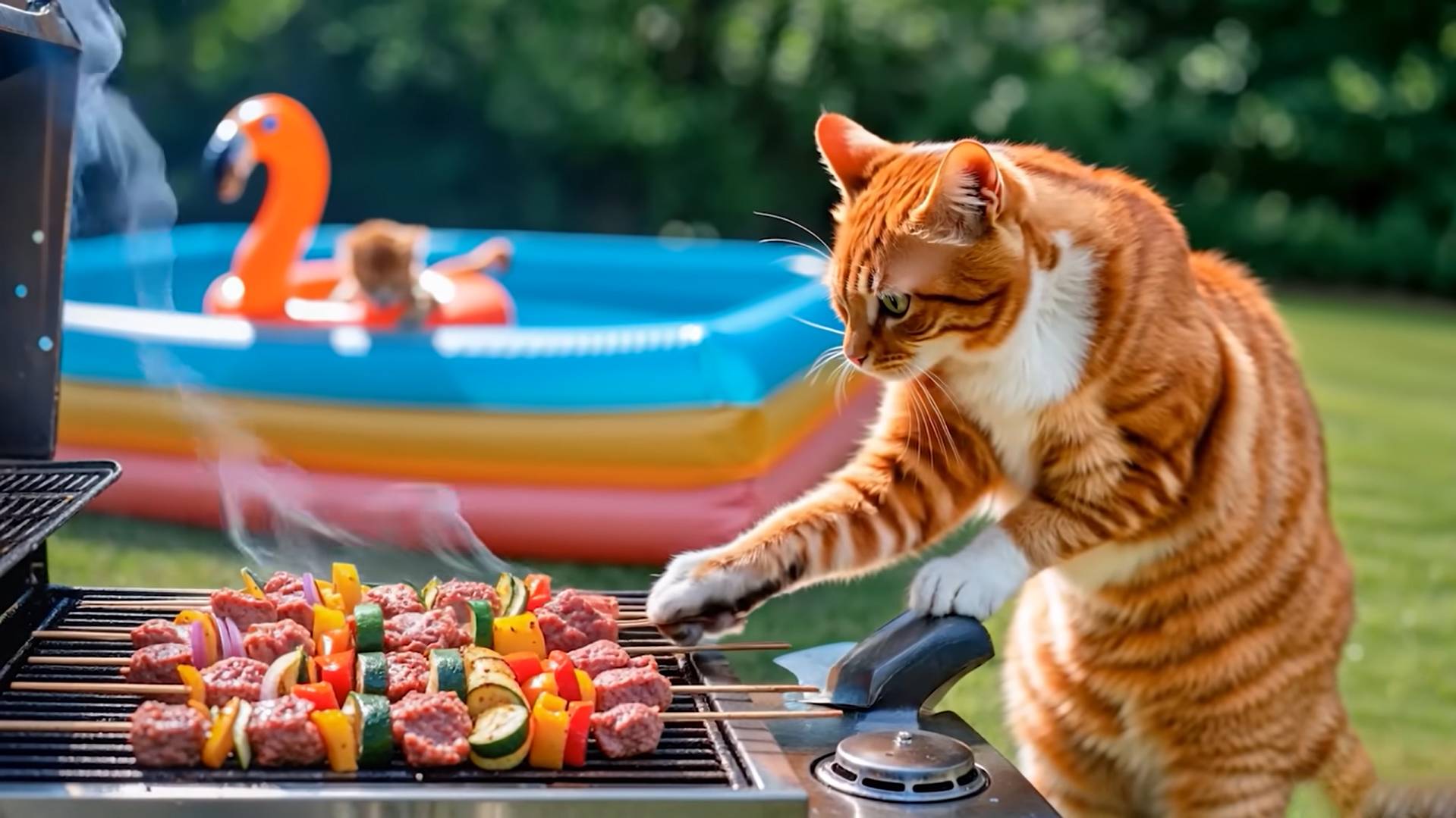 😹Мама кошечка готовит своим маленьким котяткам еду и играет с ними🔥