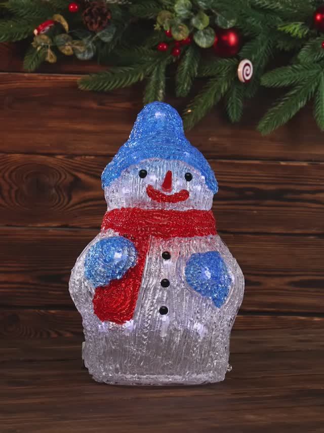 Фигура светодиодная из акрила "Снеговик 30LED"