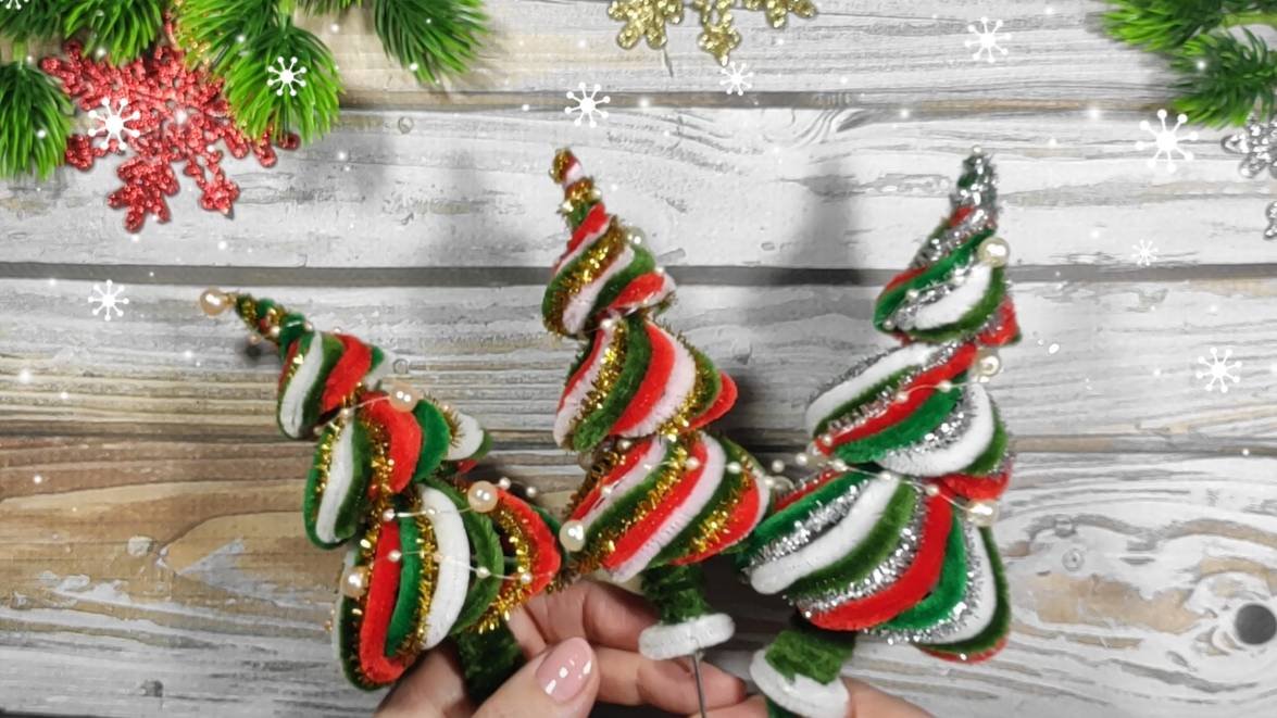 Ёлочка из синельной проволоки своими руками для поделки в школу или садик. Новогодние ёлочки