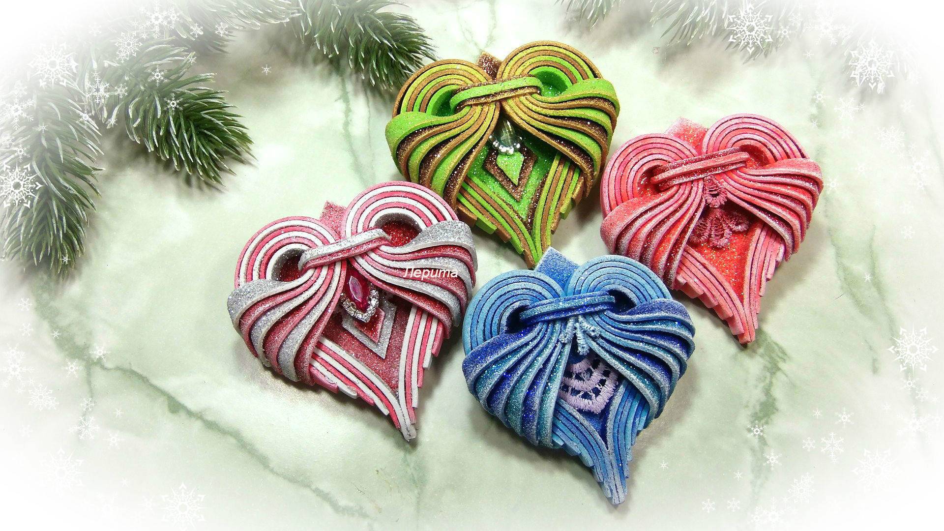 Сердечки  своими руками из фоамирана. Ёлочные игрушки или магнитики своими руками.