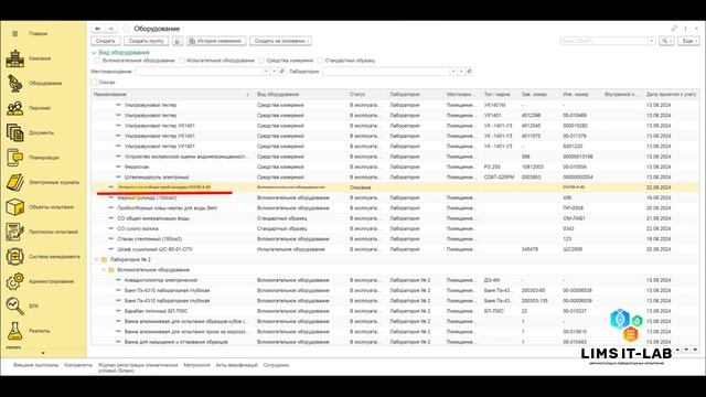 Как в системе LIMS IT-LAB понять что оборудование списано?