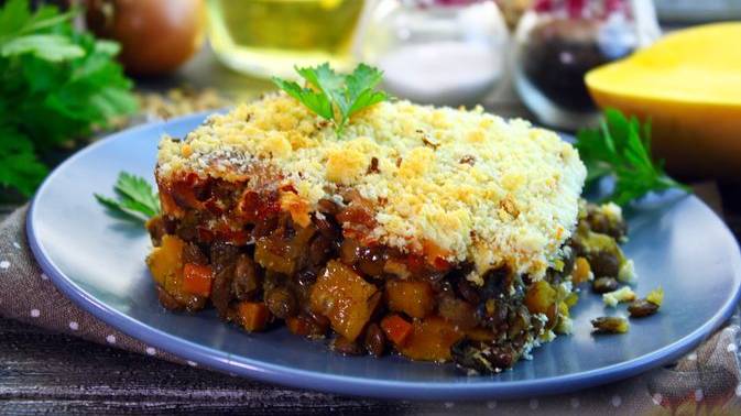 Сытный безмясной гарнир. ЧЕЧЕВИЧНАЯ ЗАПЕКАНКА С ТЫКВОЙ