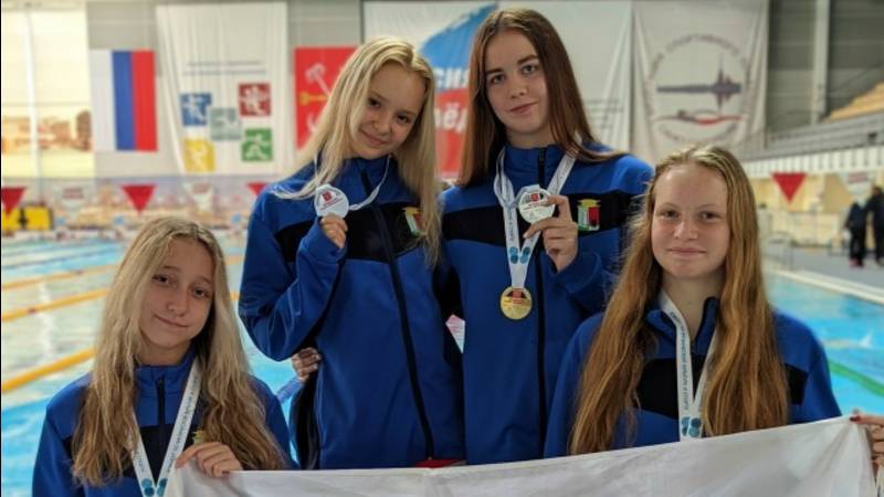 Сборная Кронштадта Д (14-15лет). 4х50в/с(25) (5дорожка). Первенство СПб.