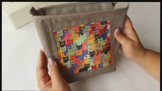 КАК СШИТЬ КОСМЕТИЧКУ СВОИМИ РУКАМИ,с вышивкой, котики,